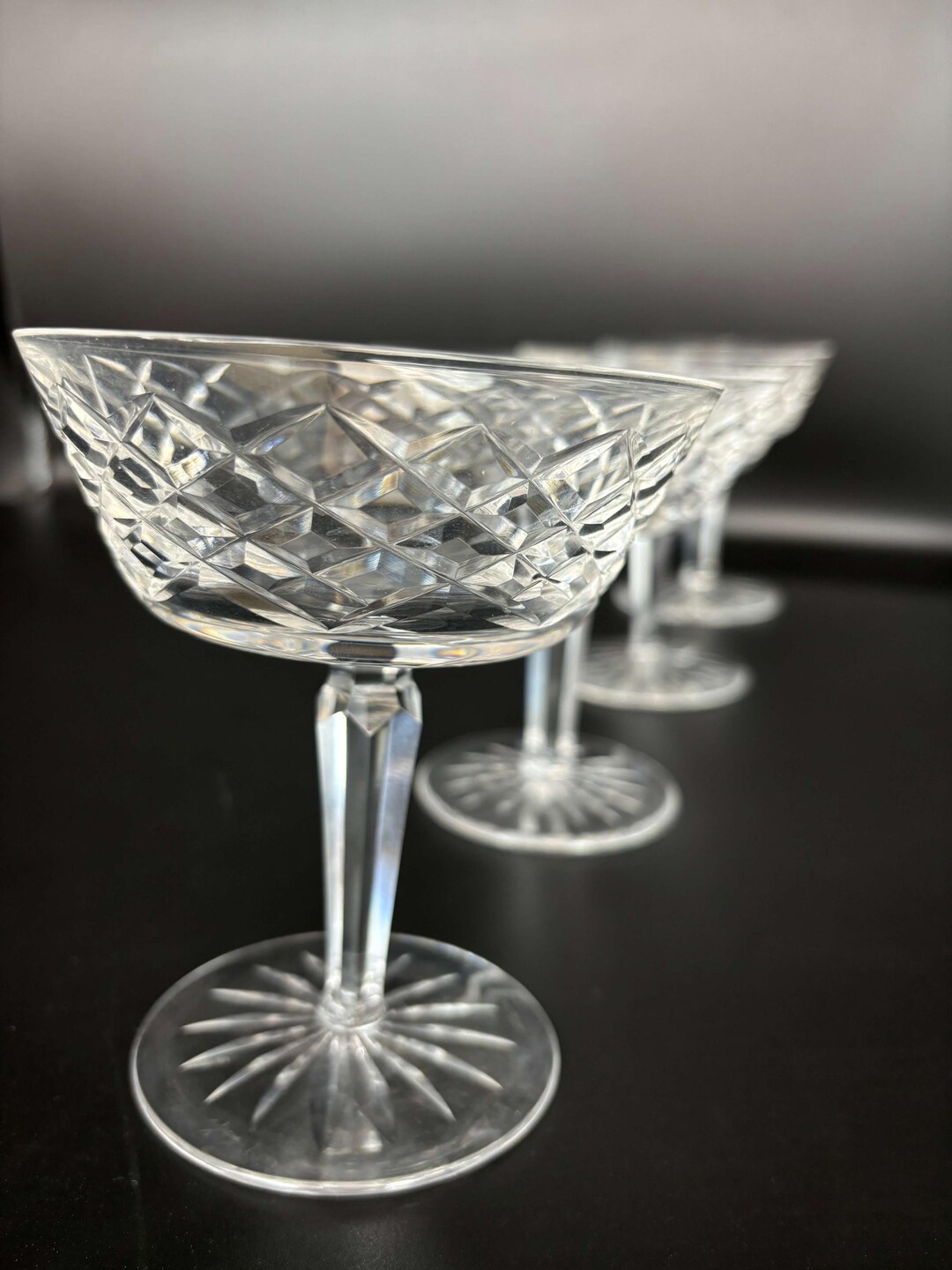 4 Waterford Crystal Alana Pattern Champagne Coupe Glasses Vintage Gift ...
