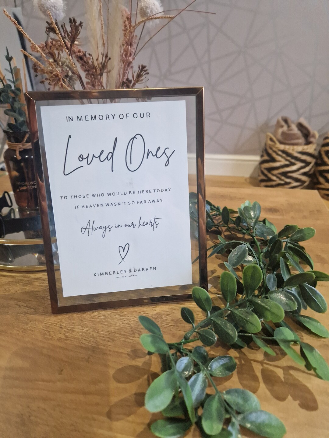 In Loving Memory Wedding Sign Personalised Wedding Sign in - Etsy