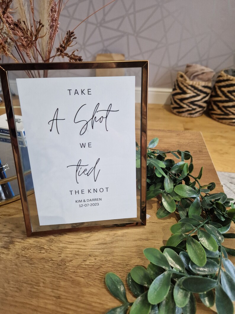 Take a Shot We Tied the Knot Sign, Wedding Alcohol Sign, Wedding Bar ...