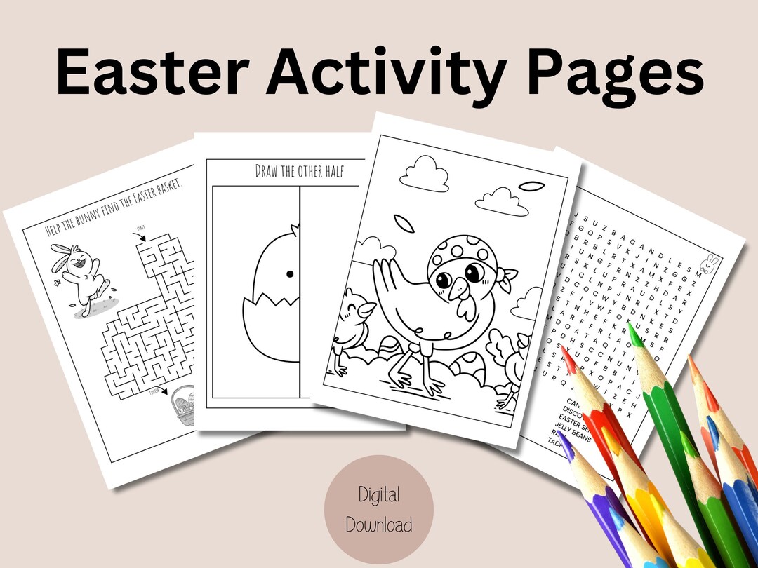 Easter Activity Pages | Easter Coloring Pages | Digital Download | Kids ...
