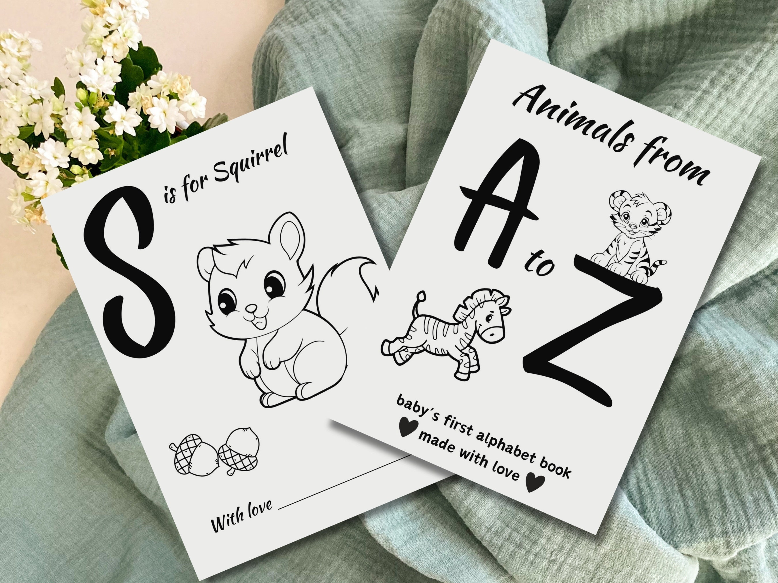 ABC Baby Shower Coloring Book | Animal Alphabet Coloring Pages | Baby ...