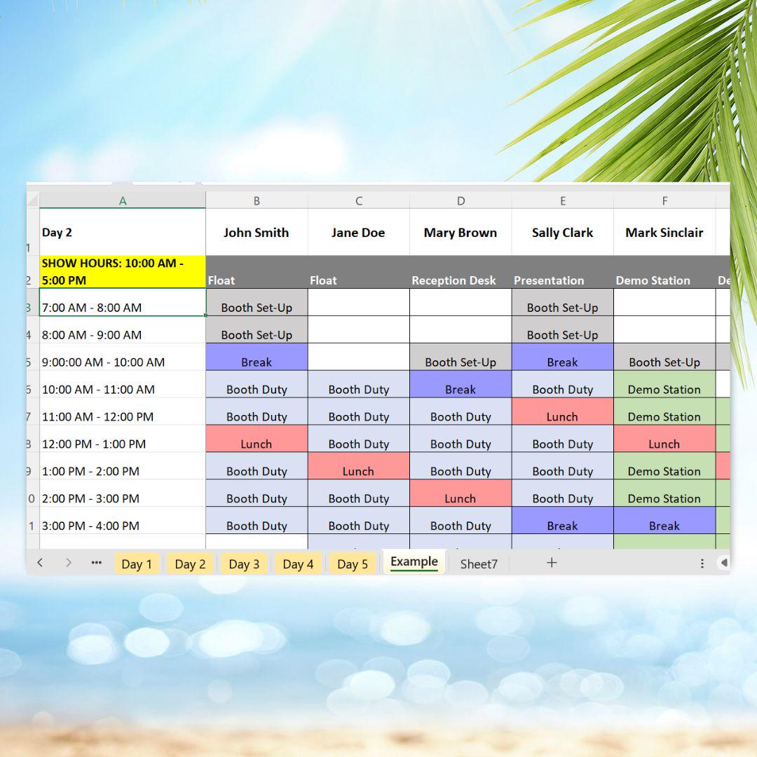 Editable Tradeshow Booth Staff Schedule Template - Etsy