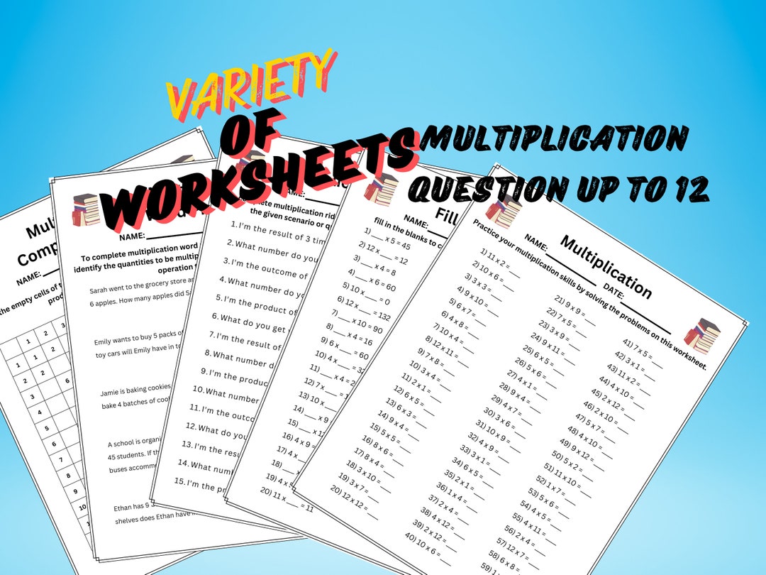Multiplication Practice Worksheet up to 12 - Etsy