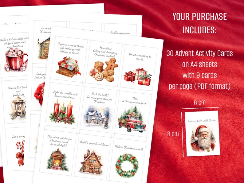 30 Printable Advent Activity Cards for Kids, Christmas Bucket List ...