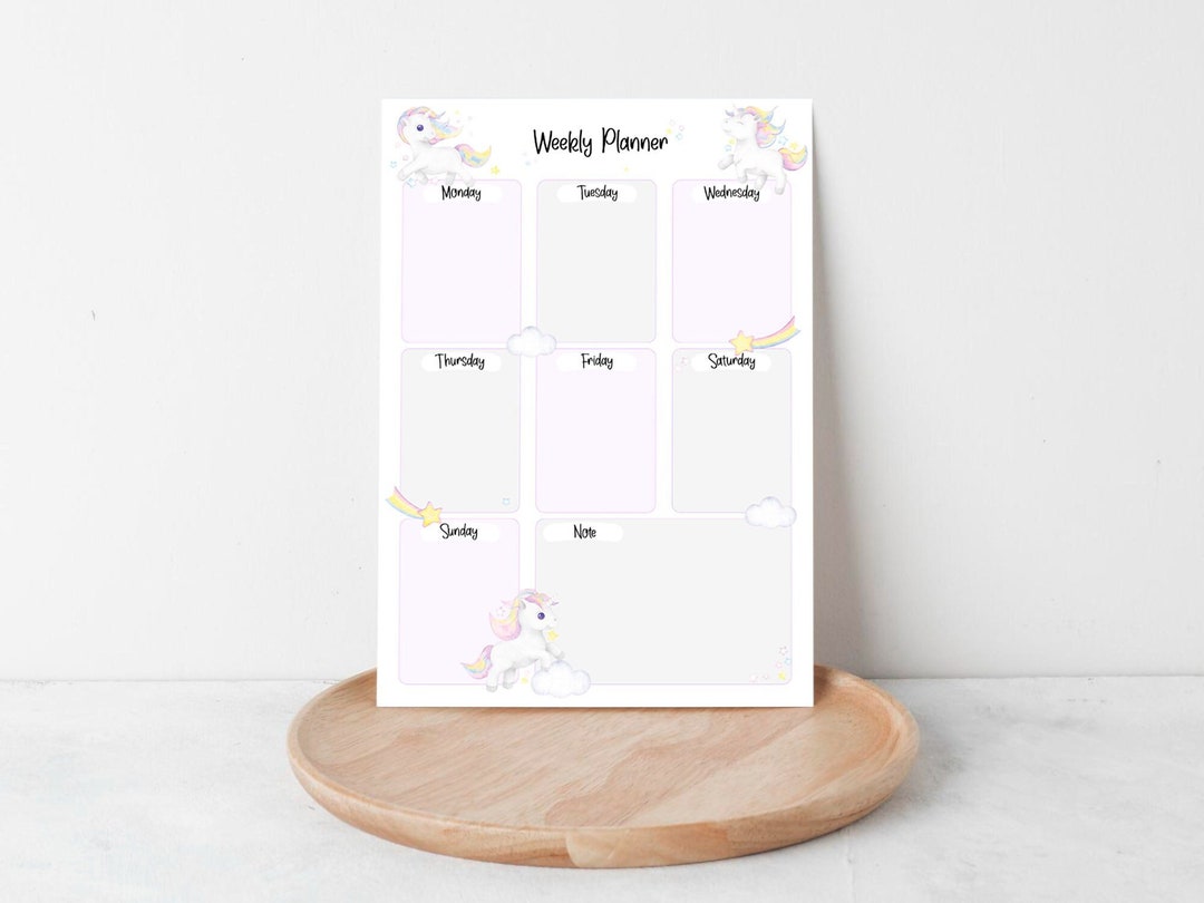 A4/A3 Planner Printable, to Do List for Kids, Magic Unicorns and Stars ...