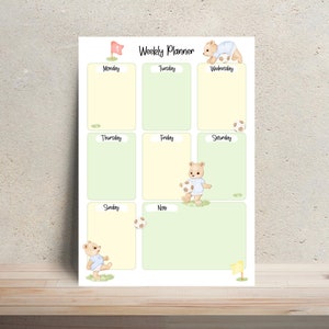 A4/A3 Planner Printable, to Do List for Kids, Bears Playing Football ...