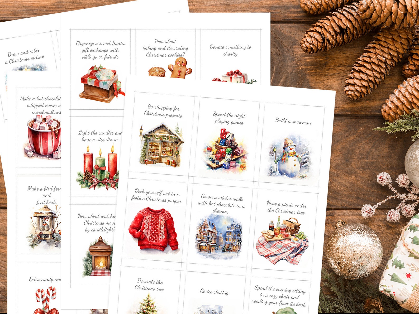 30 Printable Advent Activity Cards for Kids, Christmas Bucket List ...