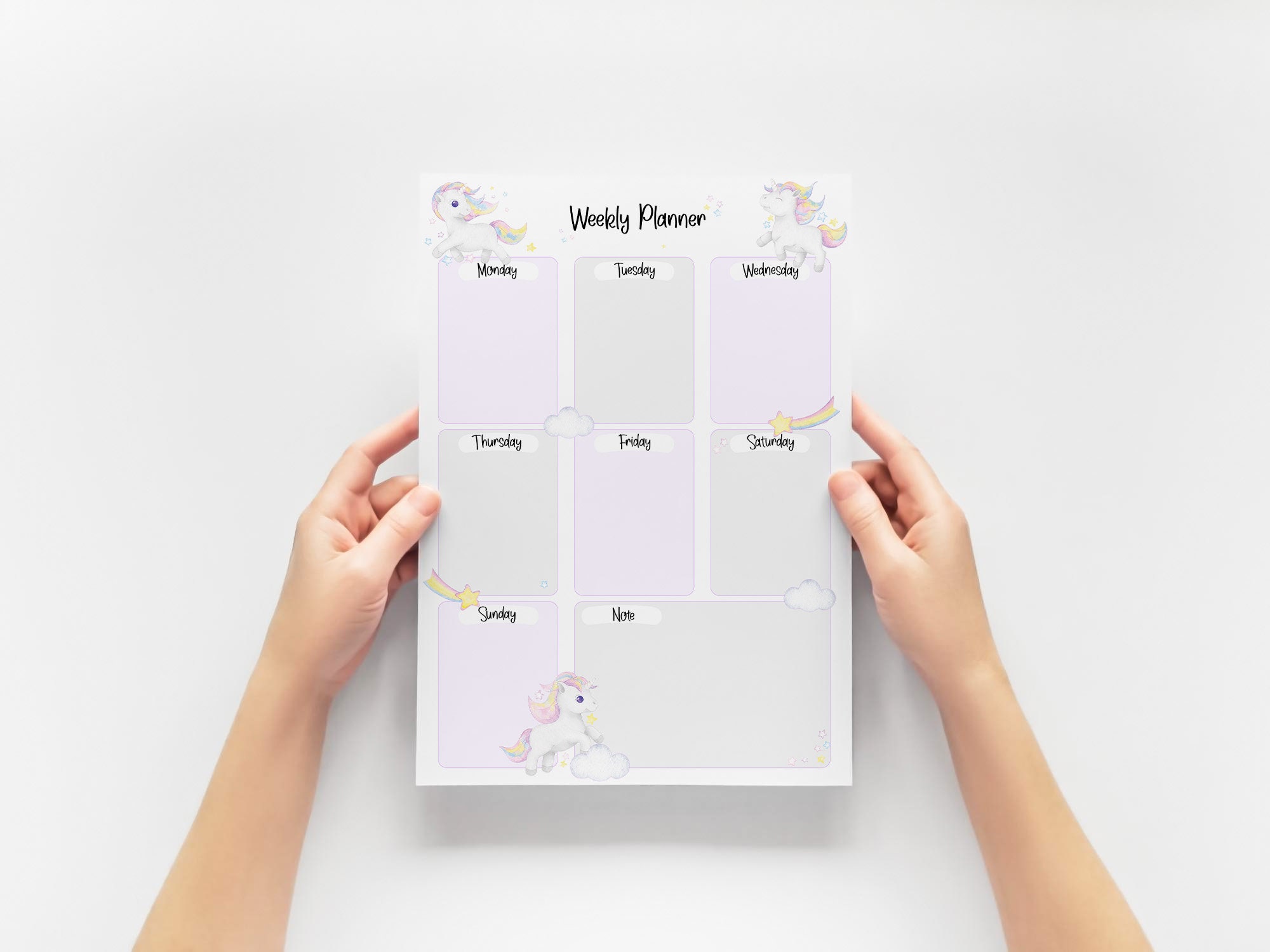 A4/A3 Planner Printable, to Do List for Kids, Magic Unicorns and Stars ...