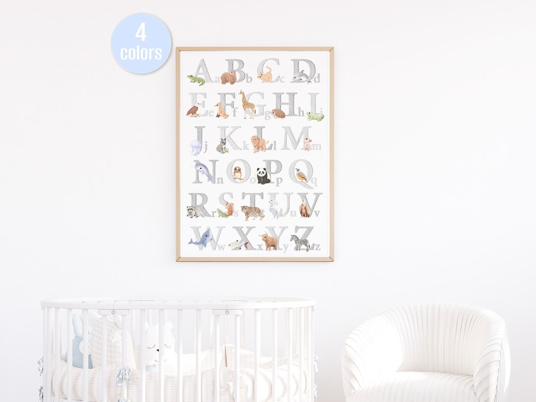 English Alphabet, ABC Cutest Animal Alphabet, Nursery Wall Art ...