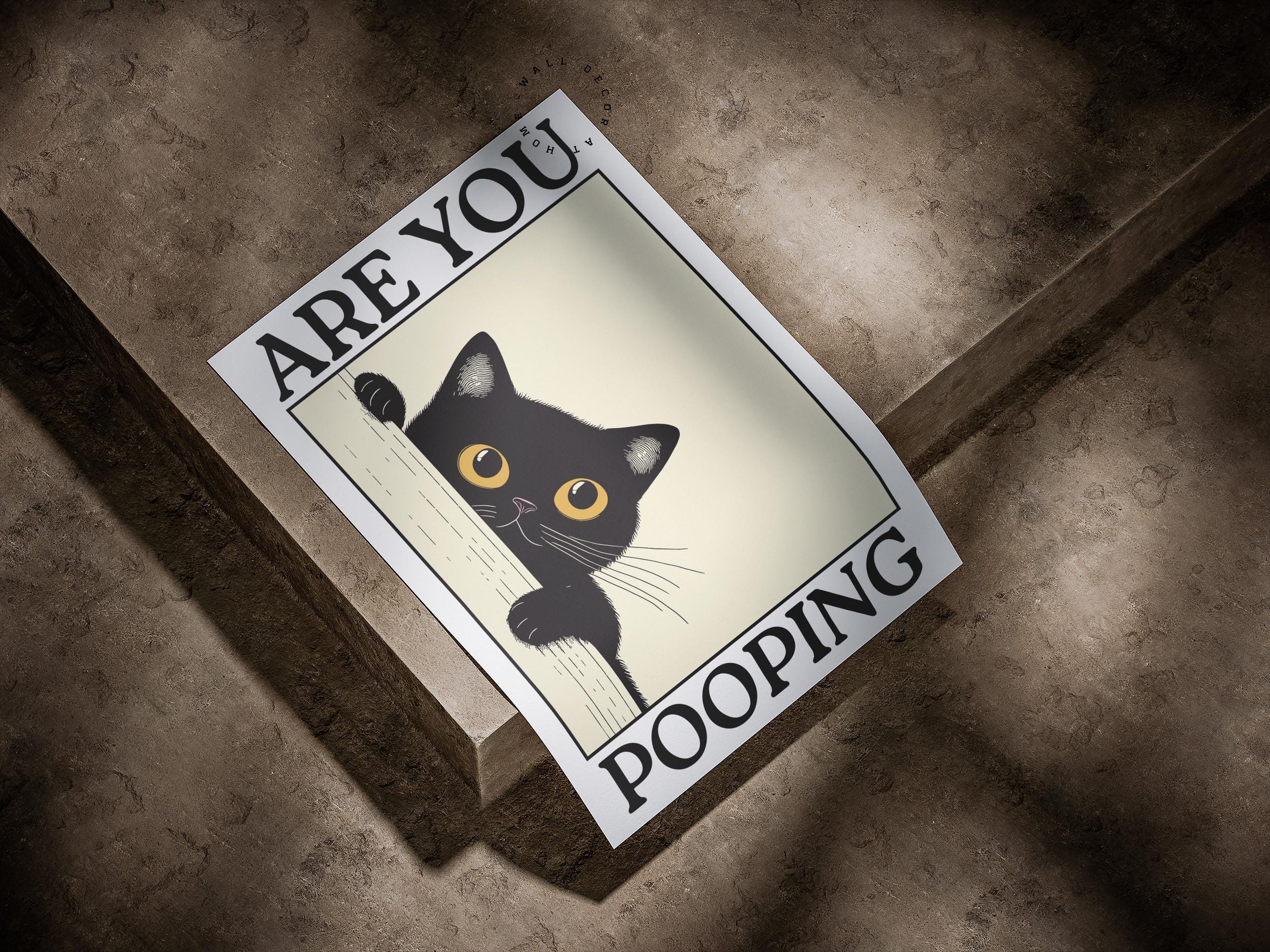Are You Pooping, Peeking Cat, Black Cat Home Decor, Funny Bathroom ...