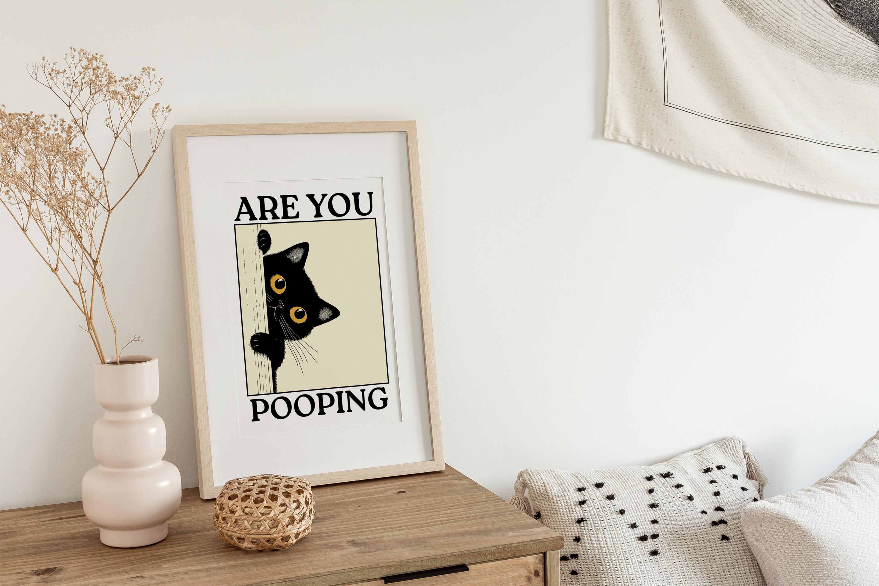 Are You Pooping, Peeking Cat, Black Cat Home Decor, Funny Bathroom ...