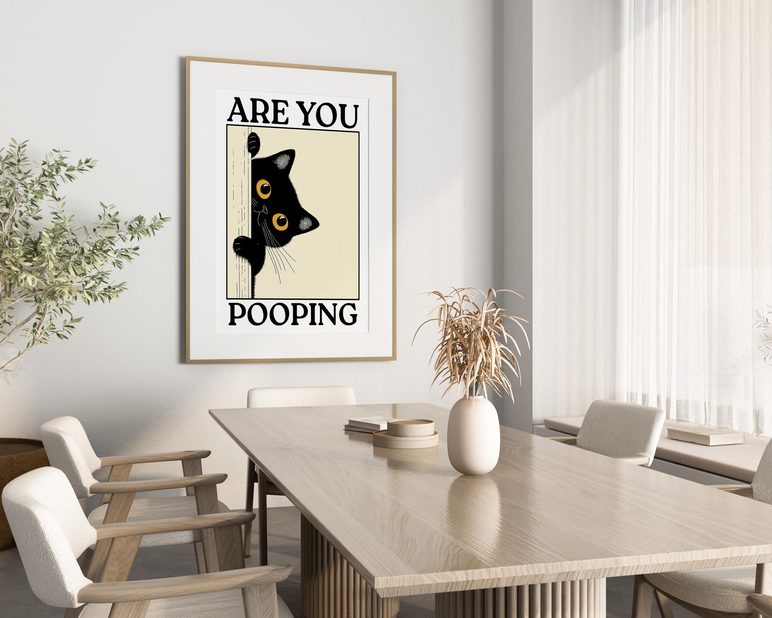 Are You Pooping, Peeking Cat, Black Cat Home Decor, Funny Bathroom ...