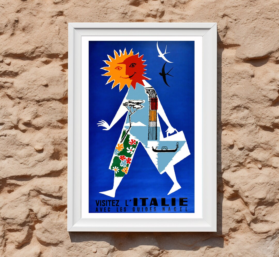 Visit Italy Poster by Marcello | Vintage Italian Travel Wall Art Print ...