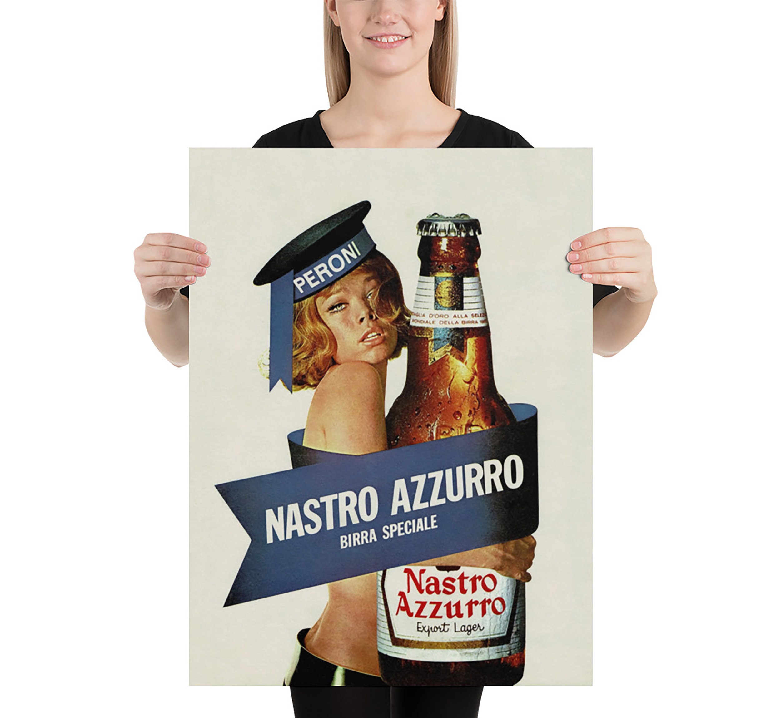 Peroni Poster Vintage Beer Advertisement 1960s, Italy Mediterranean ...