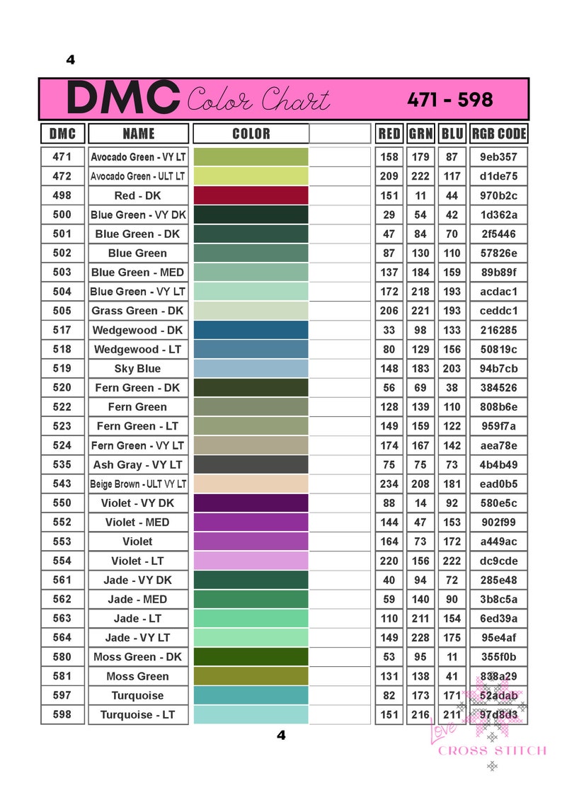 Printable DMC Thread Color Chart Tracker, Inventory Sheet - Etsy