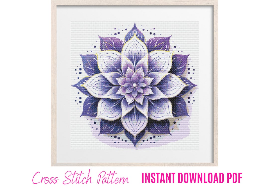 Flower Mandala Cross Stitch, Mandala Cross Stitch Patterns, Colored ...