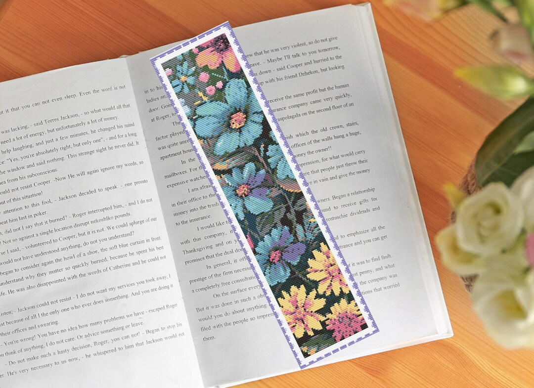 Flower Cross Stitch Pattern Bookmark, Floral Wreath Crossstitch, Diy ...