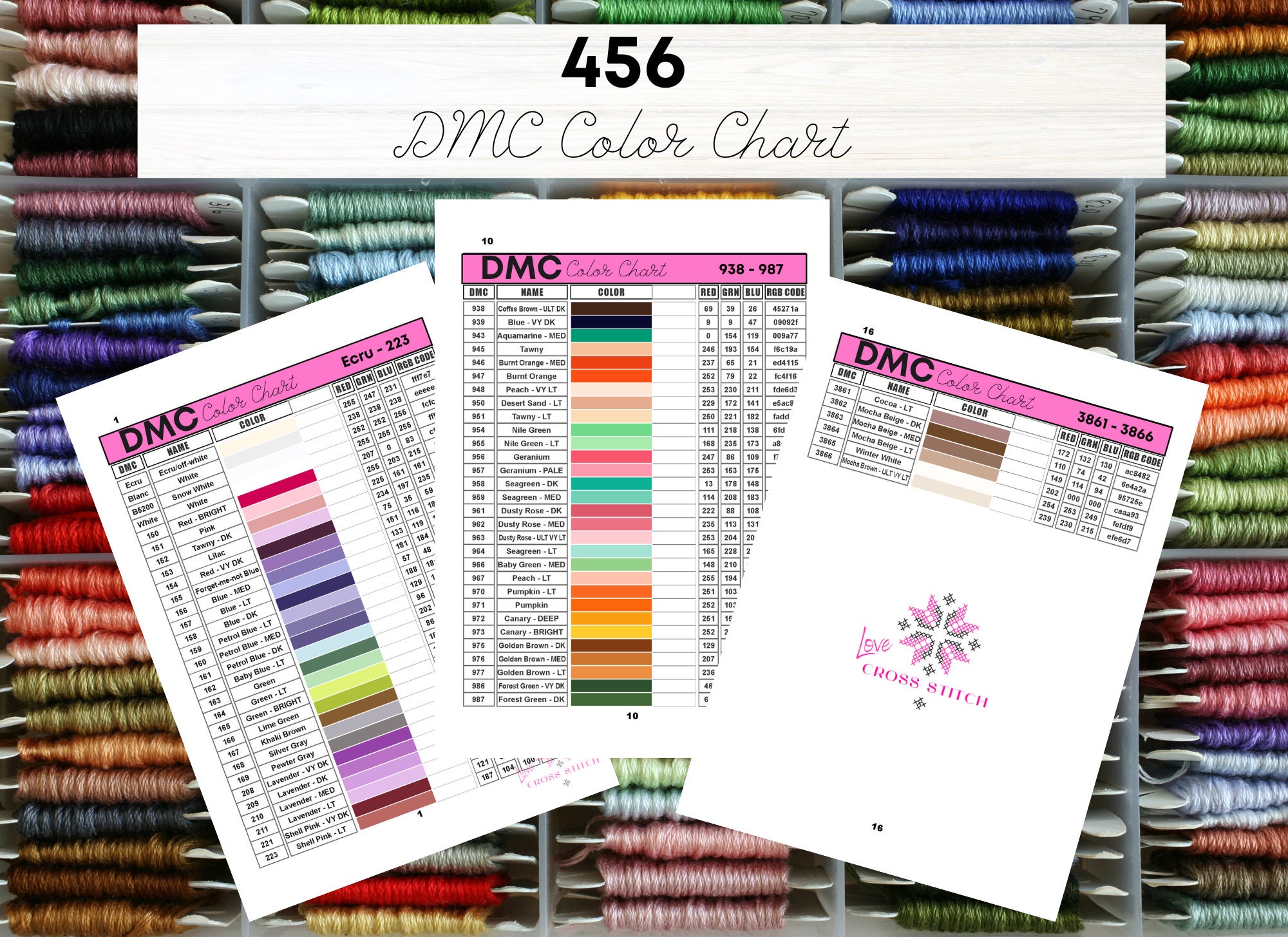 Printable DMC Thread Color Chart Tracker, Inventory Sheet - Etsy UK