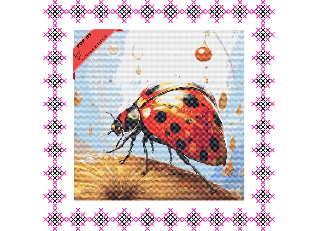 Ladybug Cross Stitch Insect Crossstitch Pattern Flying - Etsy