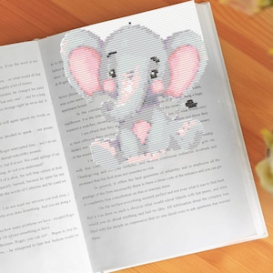 Corner Bookmark Cross Stitch Pattern, Elephant Embroidery, Floral ...