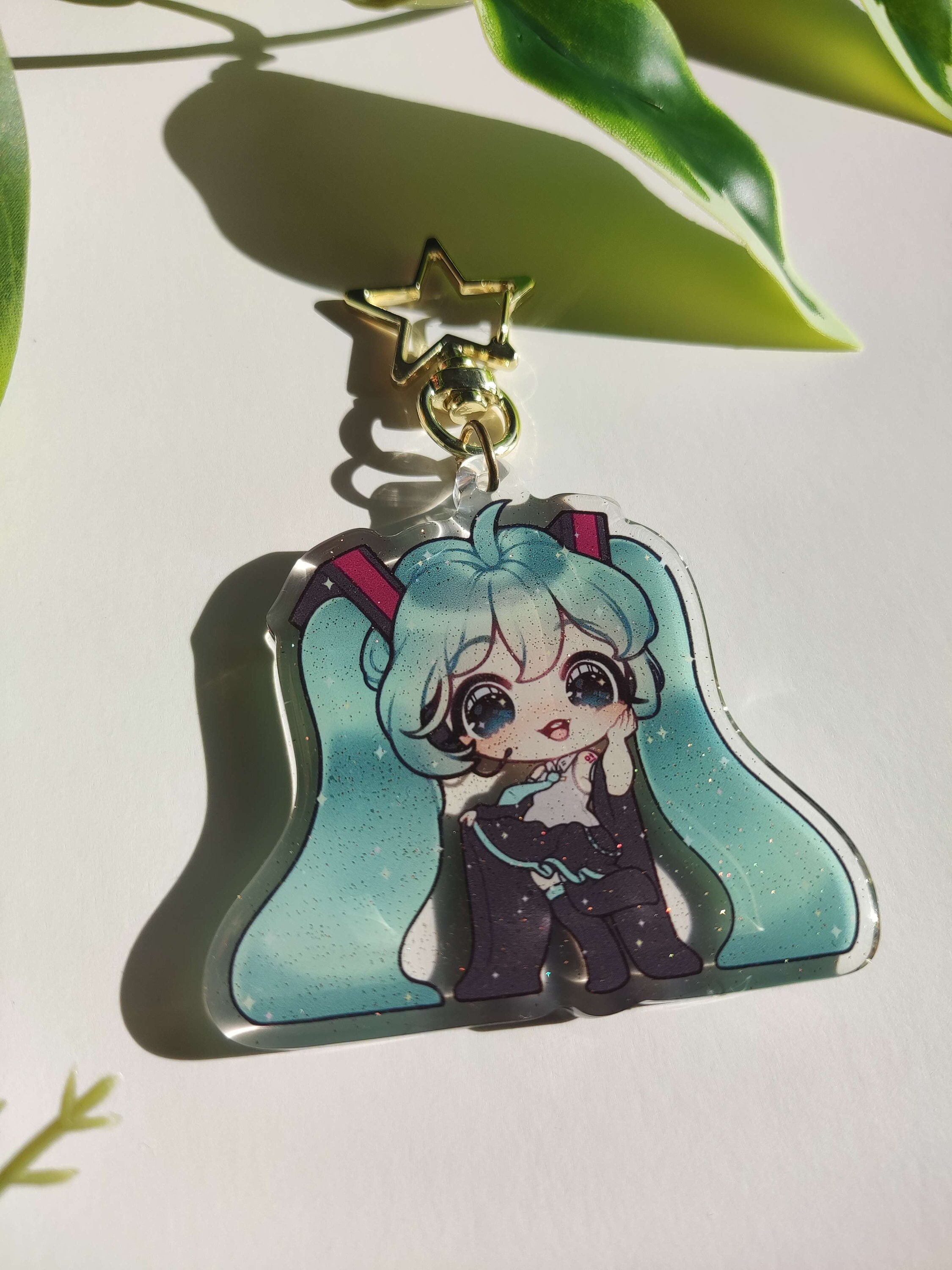 Hatsune Miku Charm 2.5 Acrylic Double Glitter Epoxy Vocaloid Keychain ...
