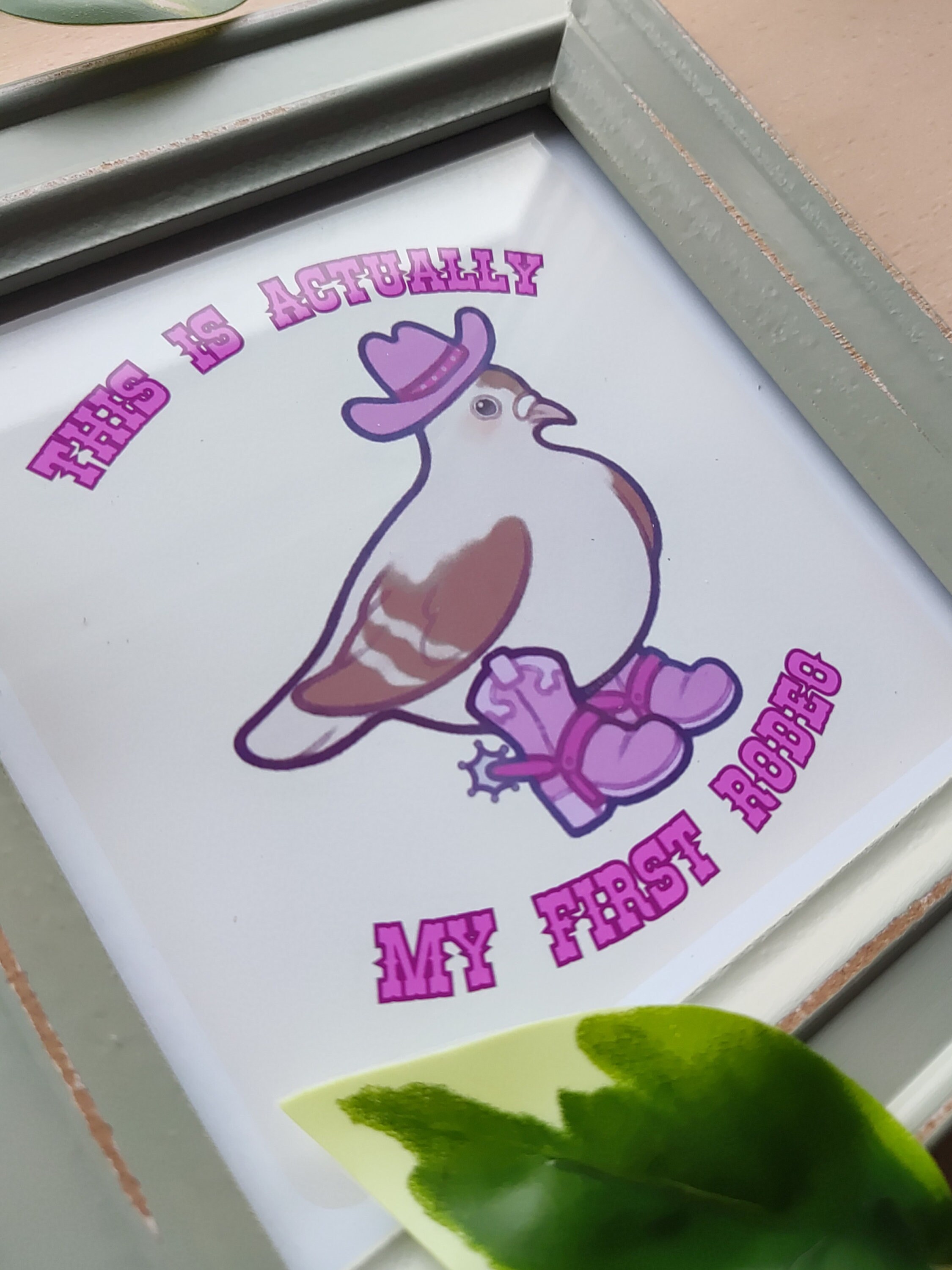 Cowboy Pigeon Print 5x5 Matte Print My First Rodeo Small Decorative ...