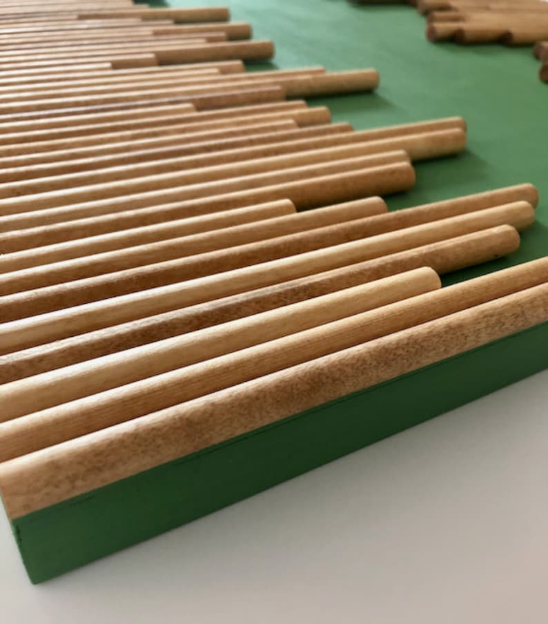 Wooden Wall Art in Green and Golden Oak Wood, Wall Art, Wood Art ...