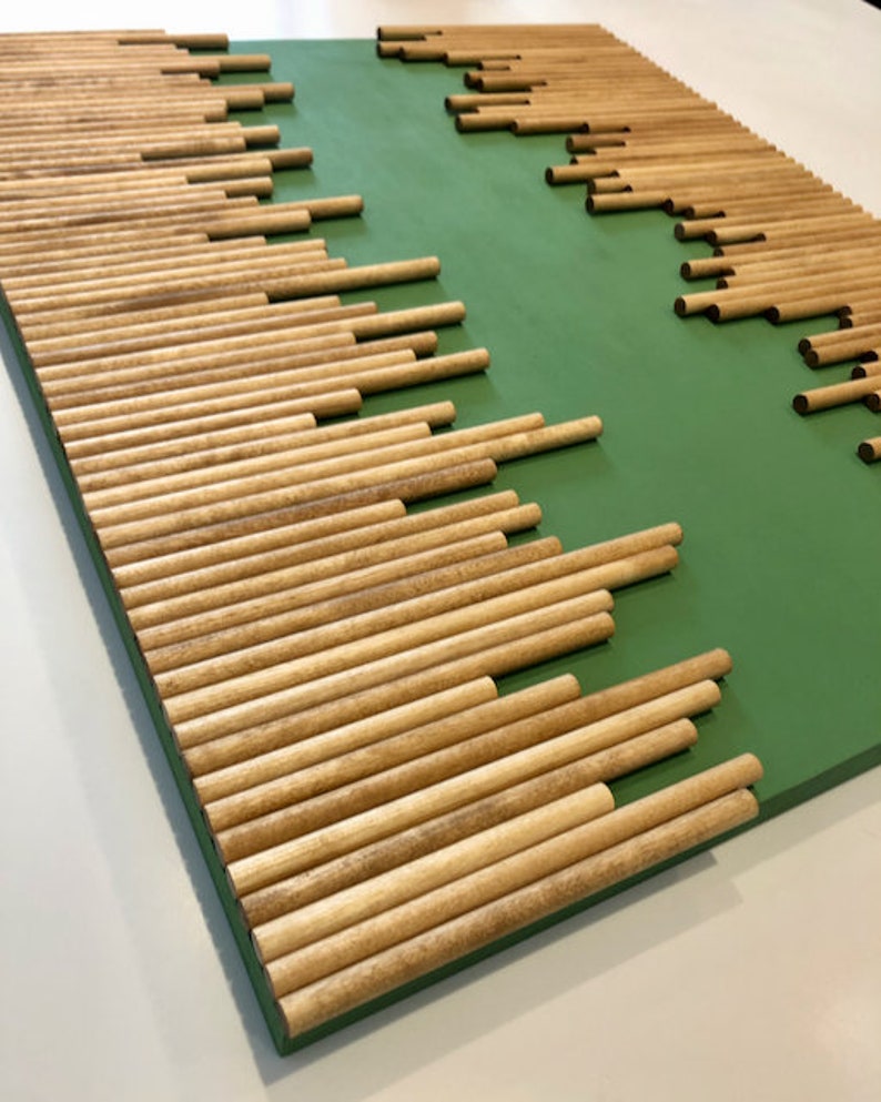 Wooden Wall Art in Green and Golden Oak Wood, Wall Art, Wood Art ...