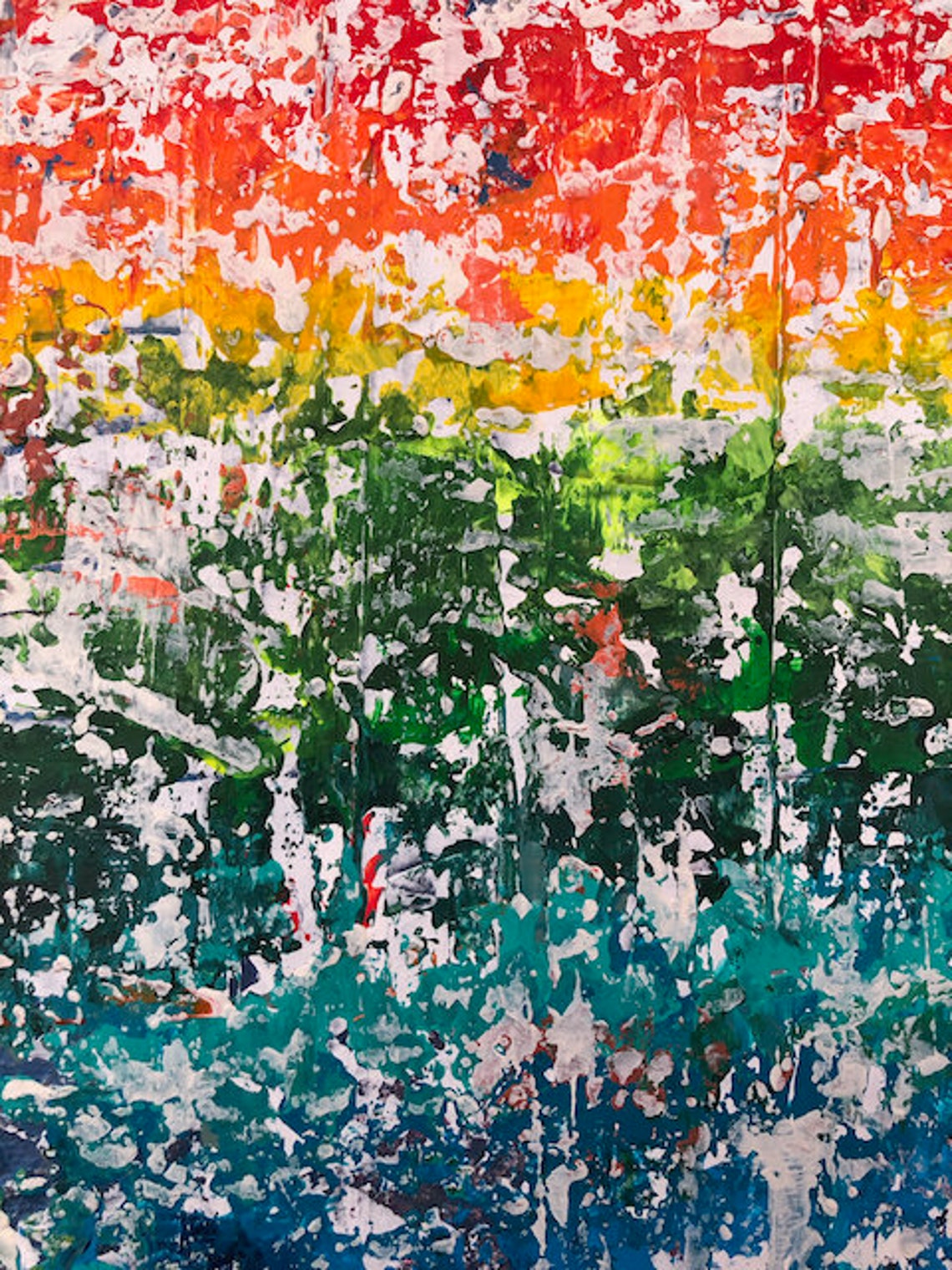 Abstract Multicolor Acrylic Painting on Canvas, Rainbow Colors, Wall ...