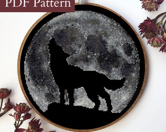 Howling Wolf Cross Stitch Pattern - Etsy