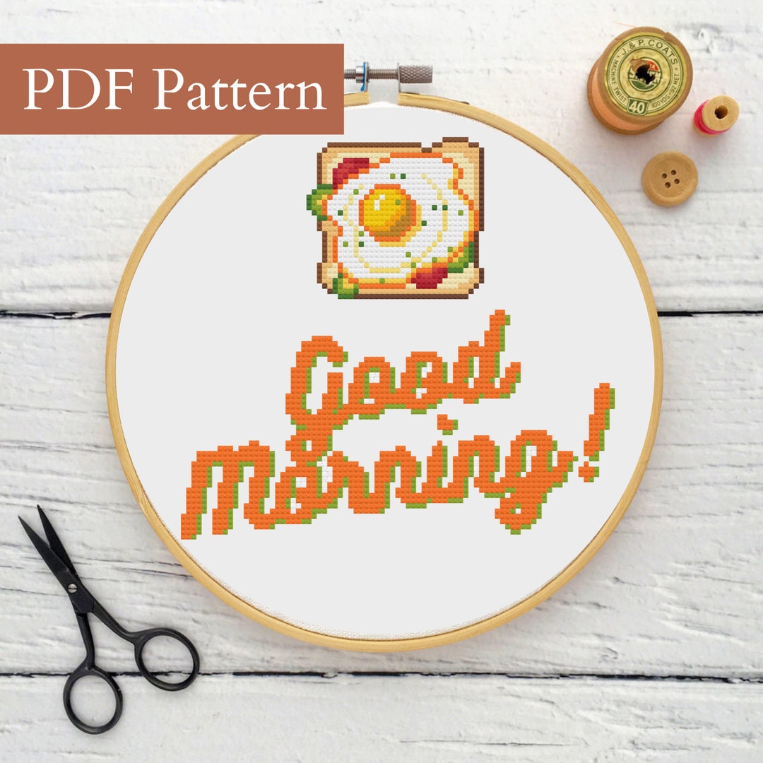 Good Morning Cross Stitch Pattern, Breakfast Cross Stitch Pattern ...