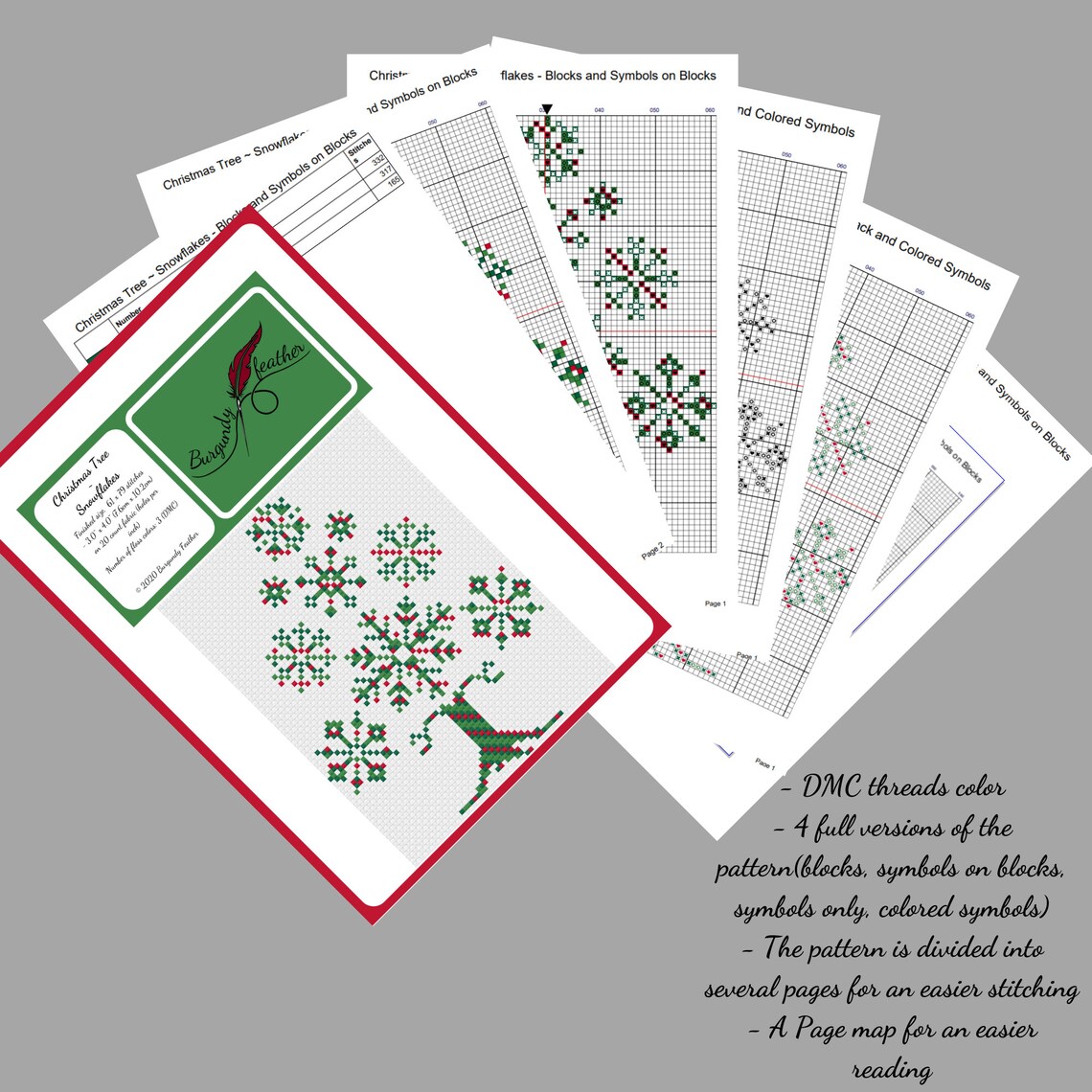 Christmas Tree Cross Stitch Pattern, Snowflakes Cross Stitch Pattern ...
