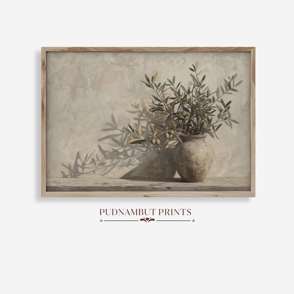 Vintage Olive Tree in Vase Wall Art Print, Italian Art Decor, Botanical ...