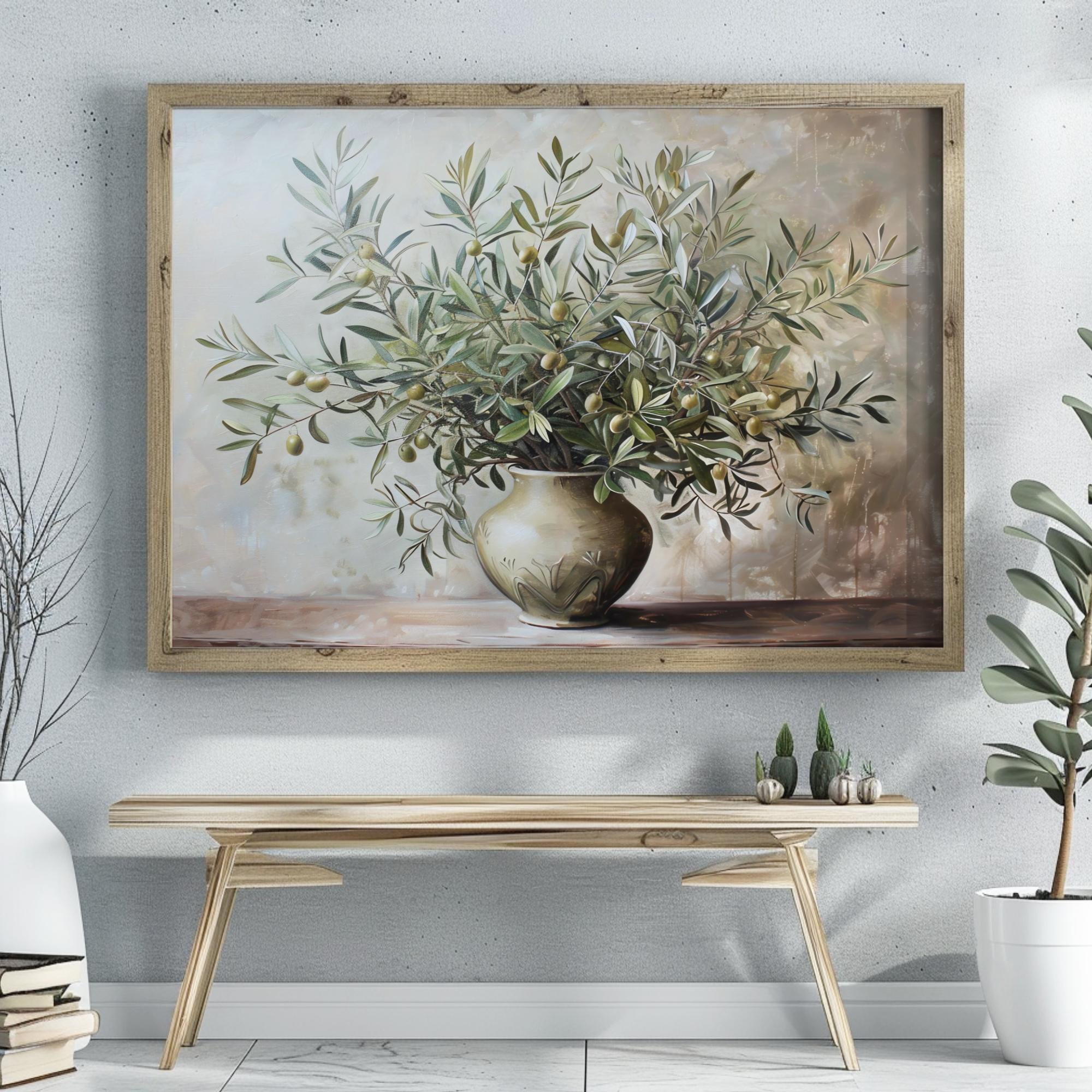 Antique Olive Tree Painting Wall Art, Rustic Farmhouse Print, Olive ...