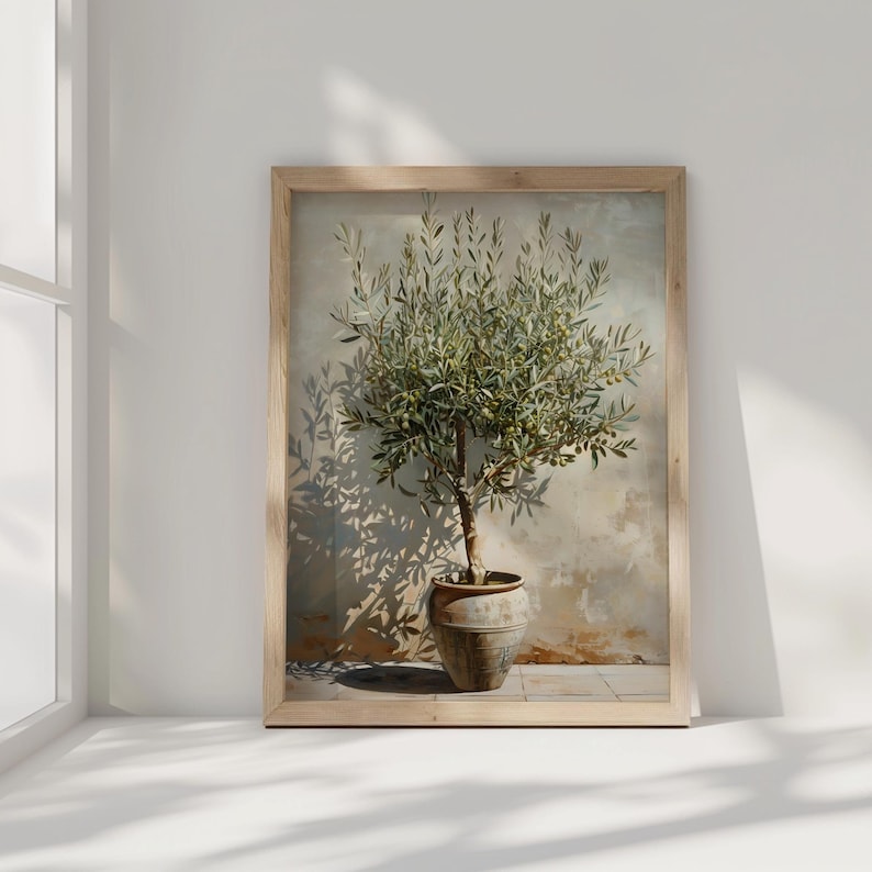Vintage Olive Tree in Vase Wall Art Print, Italian Art Decor, Botanical ...