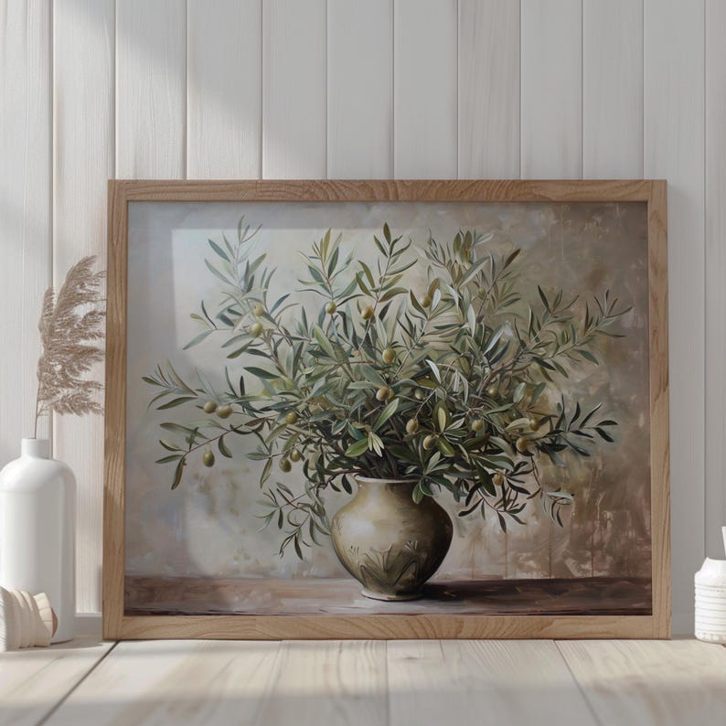 Antique Olive Tree Painting Wall Art, Rustic Farmhouse Print, Olive ...