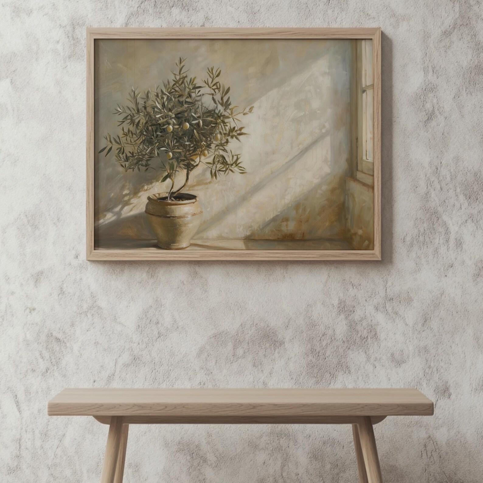 Rustic Olive Tree in Vase Art Print, Neutral Botanical Art, Vintage ...