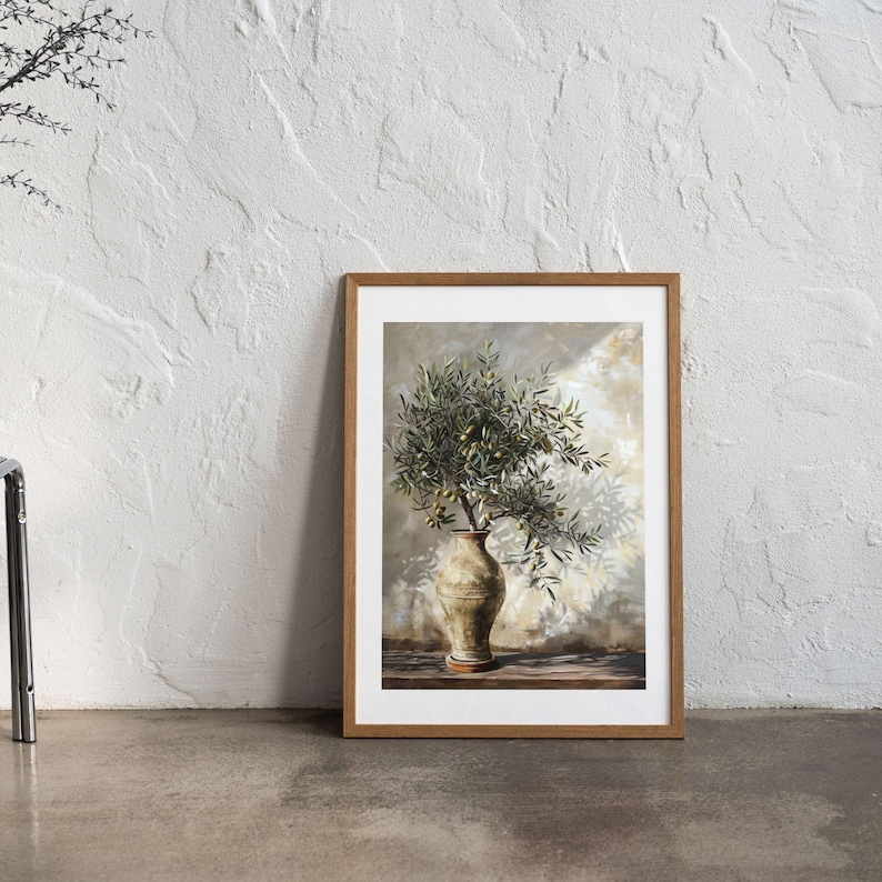 Vintage Olive Tree Print Set of 2, Olive Tree in Vase Painting Wall Art ...