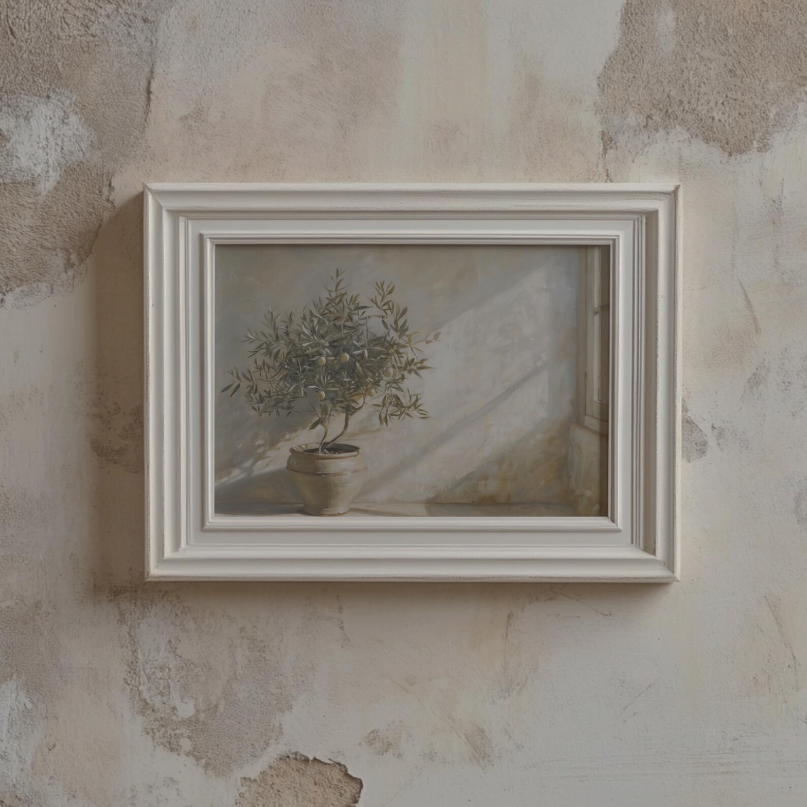 Rustic Olive Tree in Vase Art Print, Neutral Botanical Art, Vintage ...