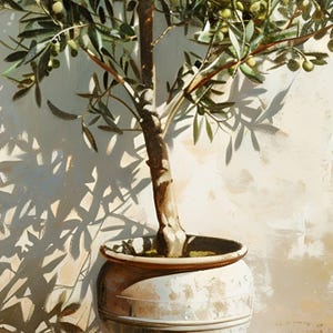 Vintage Olive Tree in Vase Wall Art Print, Italian Art Decor, Botanical ...