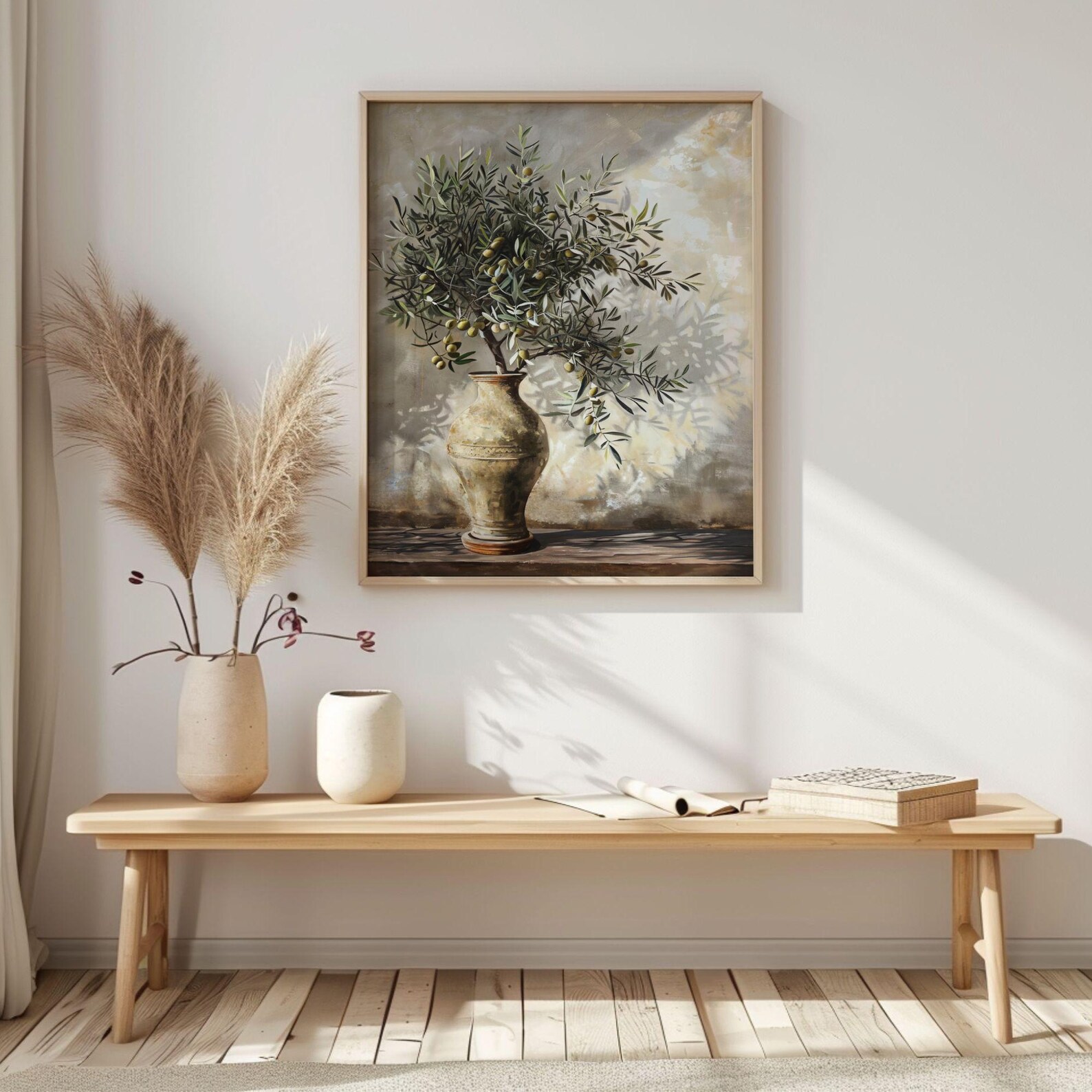 Vintage Olive Tree Print Set of 2, Olive Tree in Vase Painting Wall Art ...