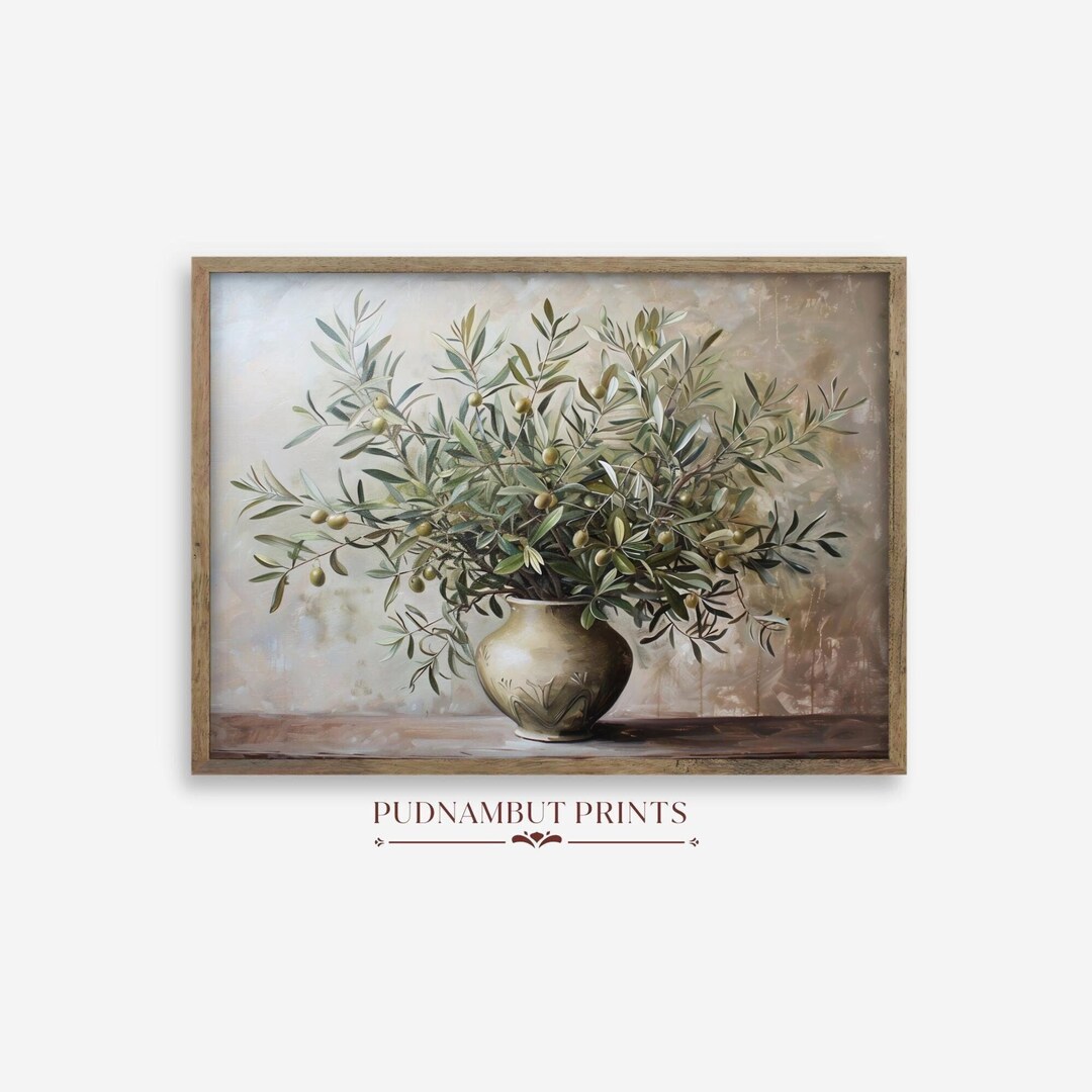 Antique Olive Tree Painting Wall Art, Rustic Farmhouse Print, Olive ...