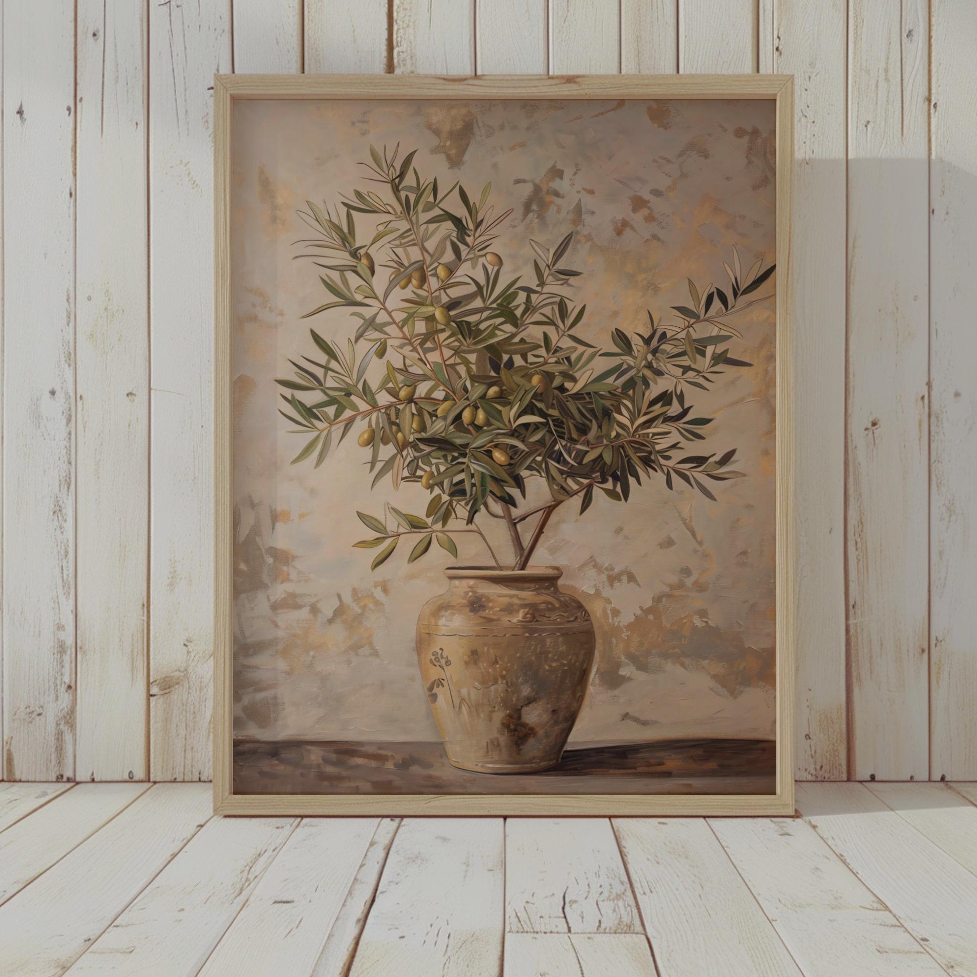 Vintage Olive Tree Print Set of 2, Olive Tree in Vase Painting Wall Art ...