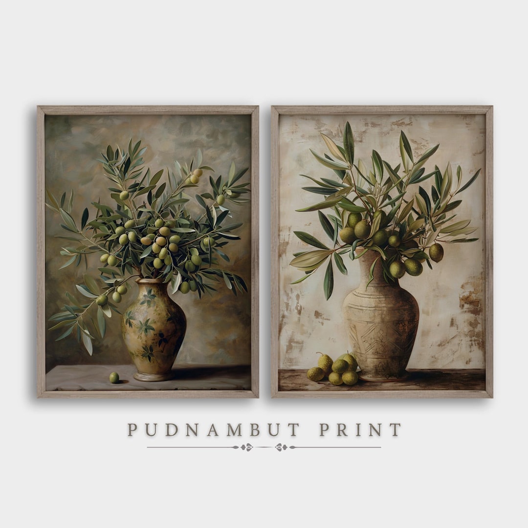 Olive Tree Art Print Set: Neutral Botanical Painting (digital Download ...