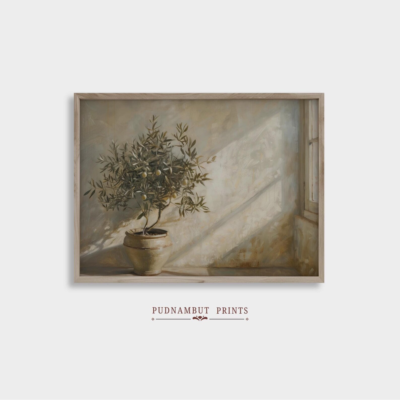 Rustic Olive Tree in Vase Art Print, Neutral Botanical Art, Vintage ...