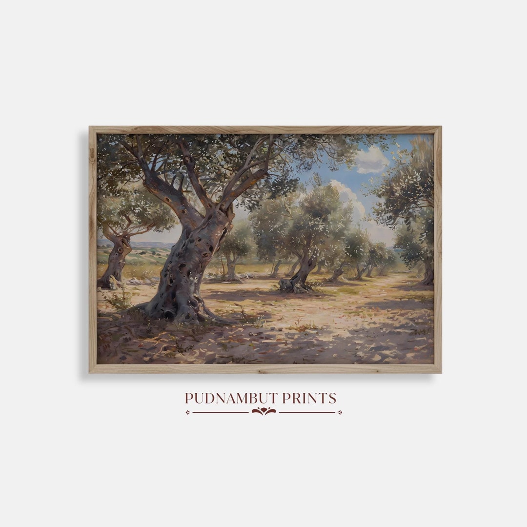 Rustic Olive Tree Wall Art, Olive Tree Painting Landscape, Italy ...