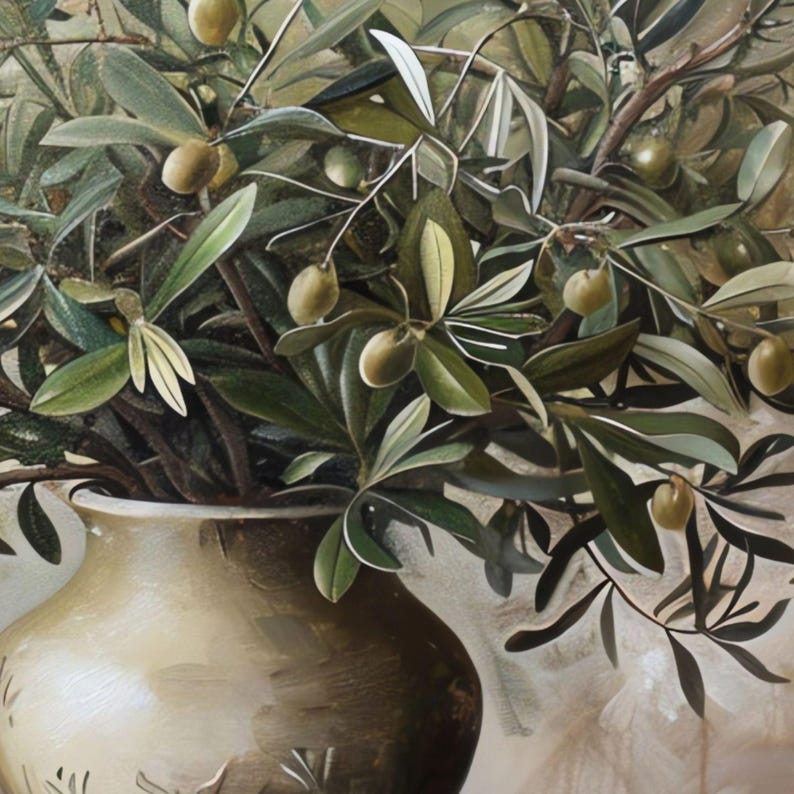 Antique Olive Tree Painting Wall Art, Rustic Farmhouse Print, Olive ...