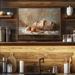 Rustic Bread Still Life Kitchen Art Print, Vintage Farmhouse Food ...