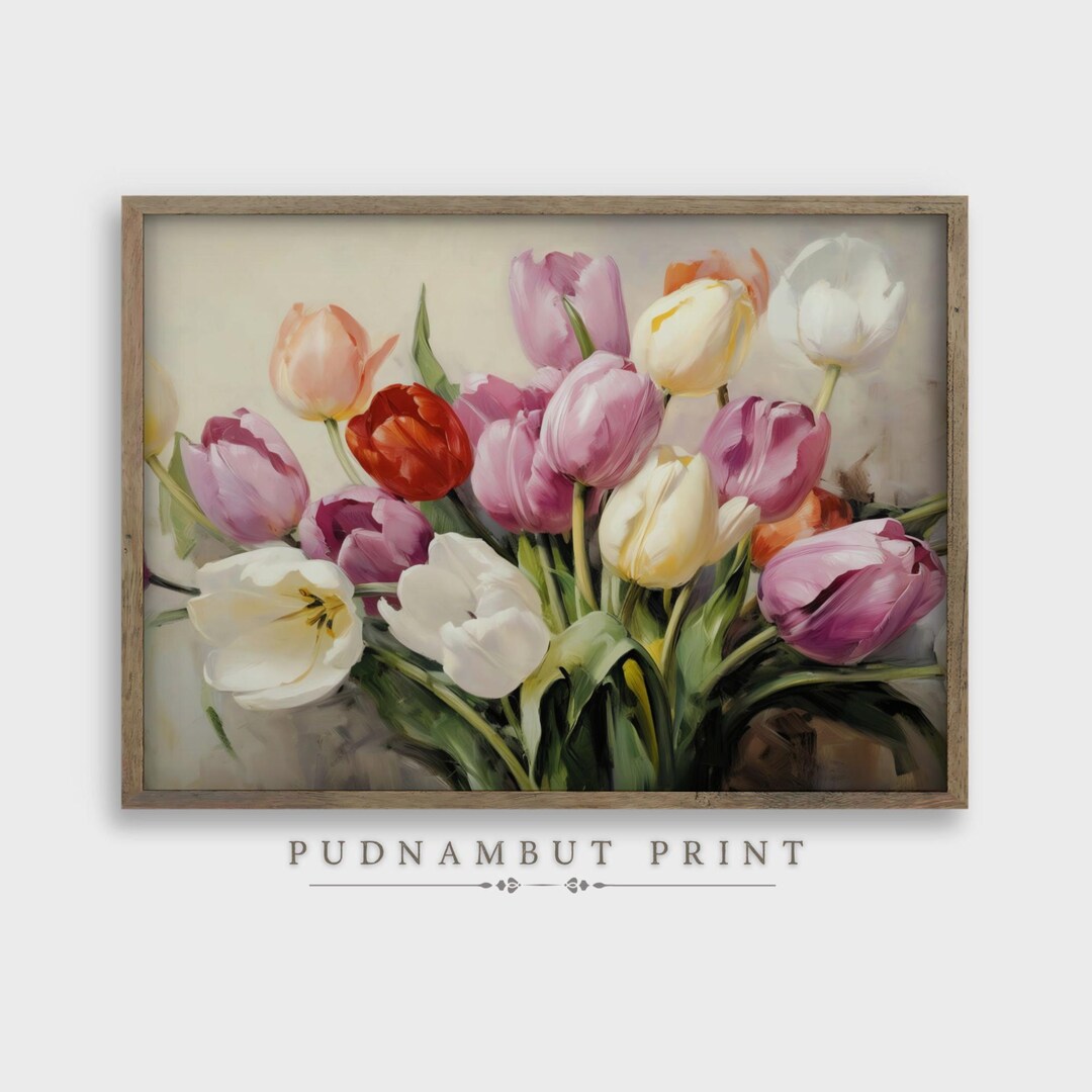 Printable Purple Tulips Digital Print, Spring Tulips Flowers Oil ...