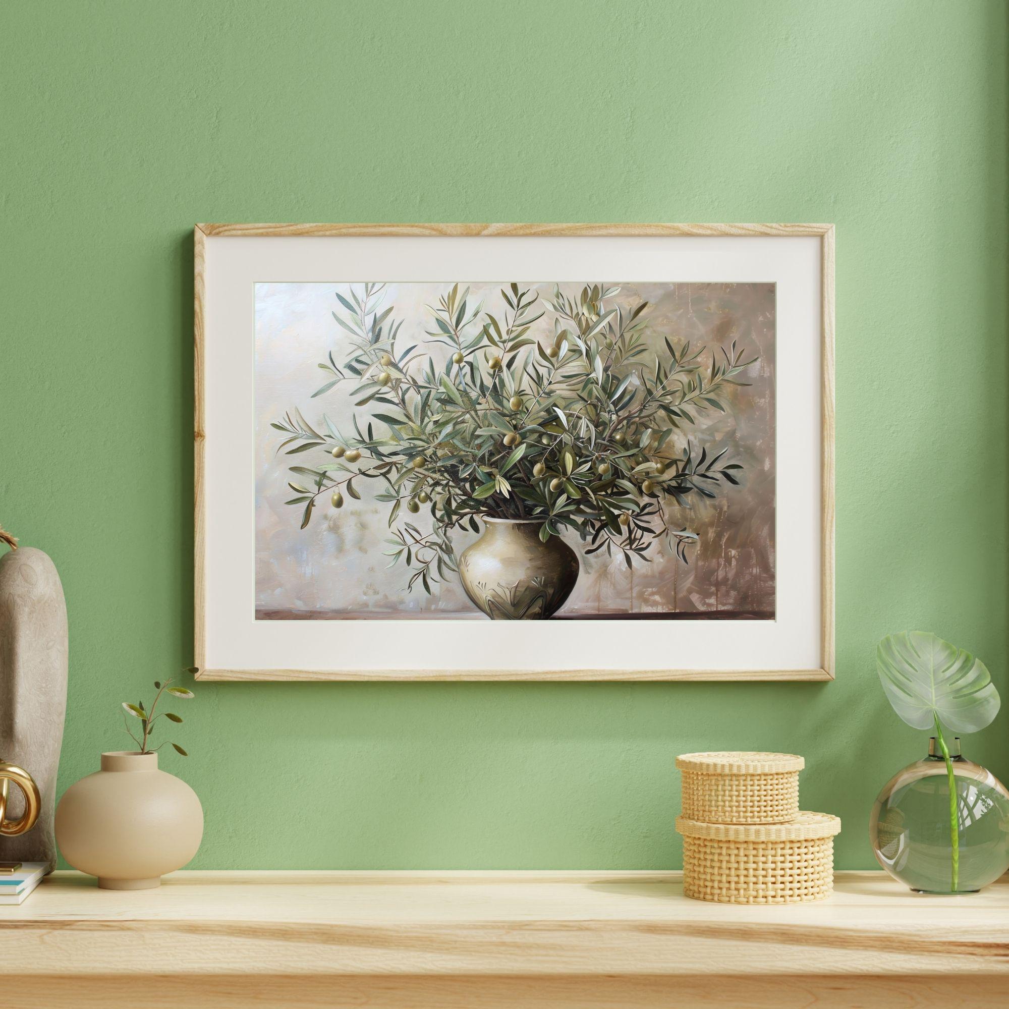 Antique Olive Tree Painting Wall Art, Rustic Farmhouse Print, Olive ...